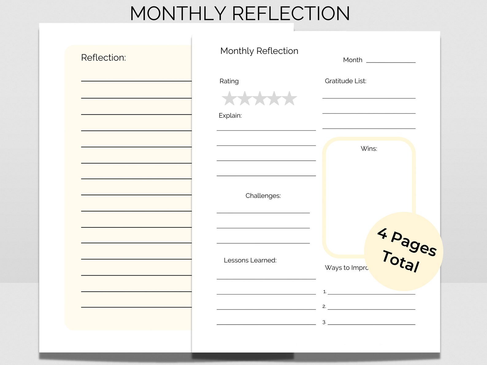 Monthly Reflection Printable Template. Use This PDF Worksheet as a ...