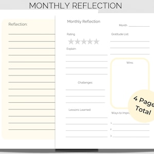 Monthly Reflection Printable Template. Use This PDF Worksheet as a ...