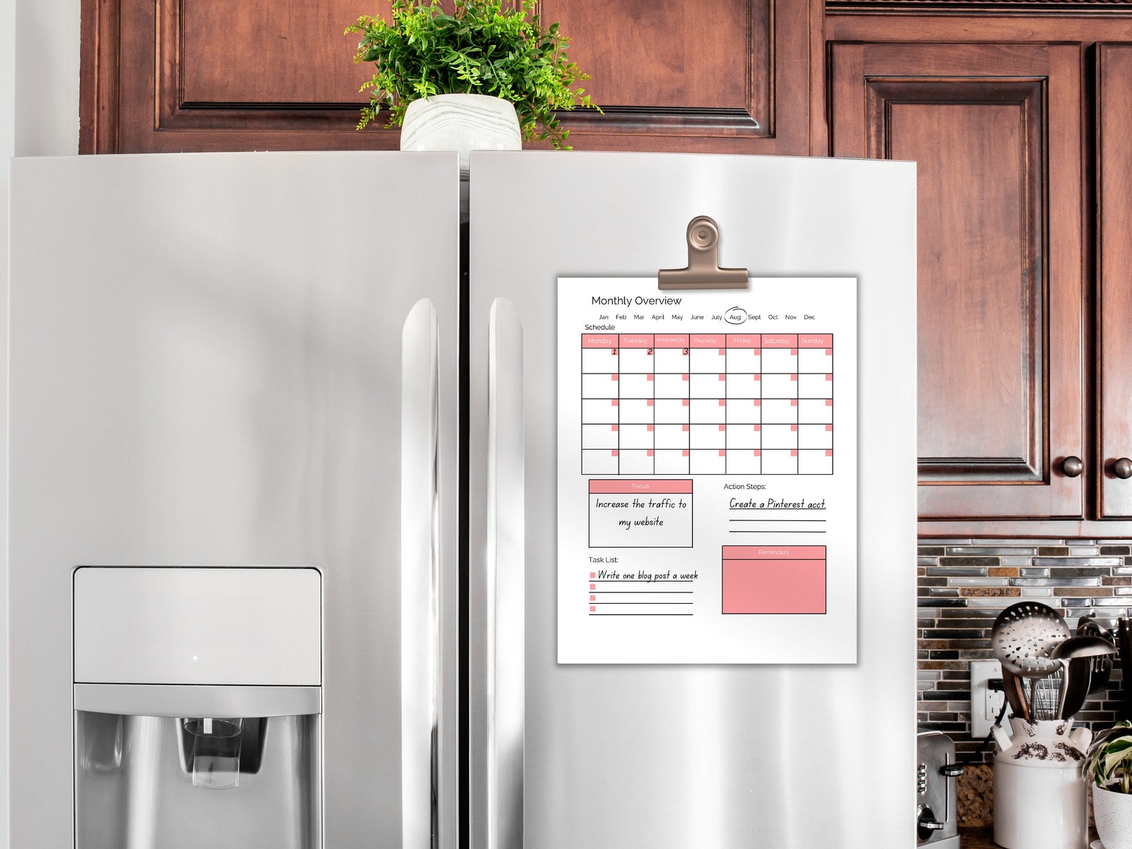 Monthly Overview Planner Printable. Month on One Page PDF. Has a Blank ...