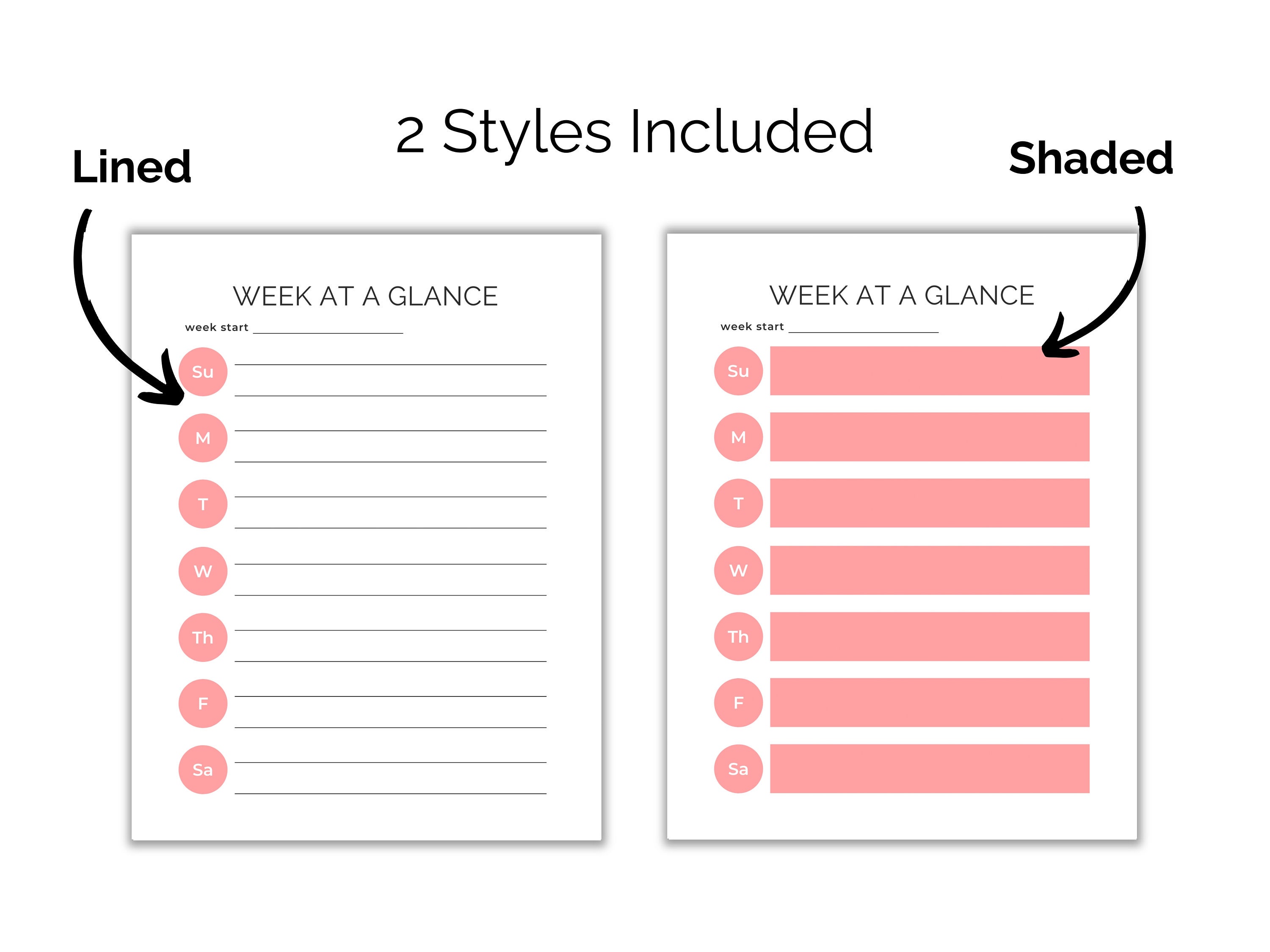 Weekly Planner Printable. Week at a Glance Style. Use It to Plot Out ...