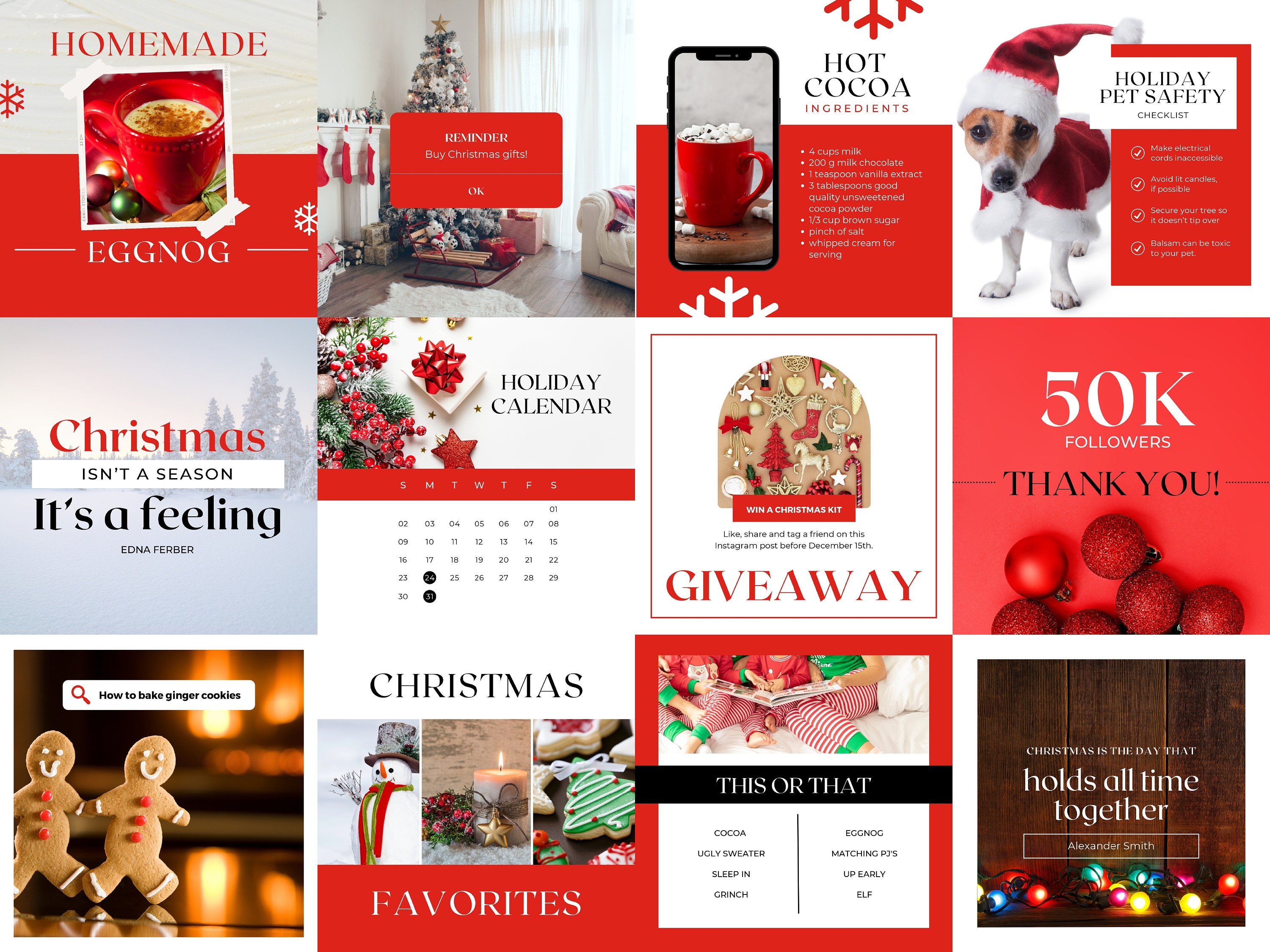 Christmas Instagram Template Bundle. Instagram Posts. Canva Templates ...