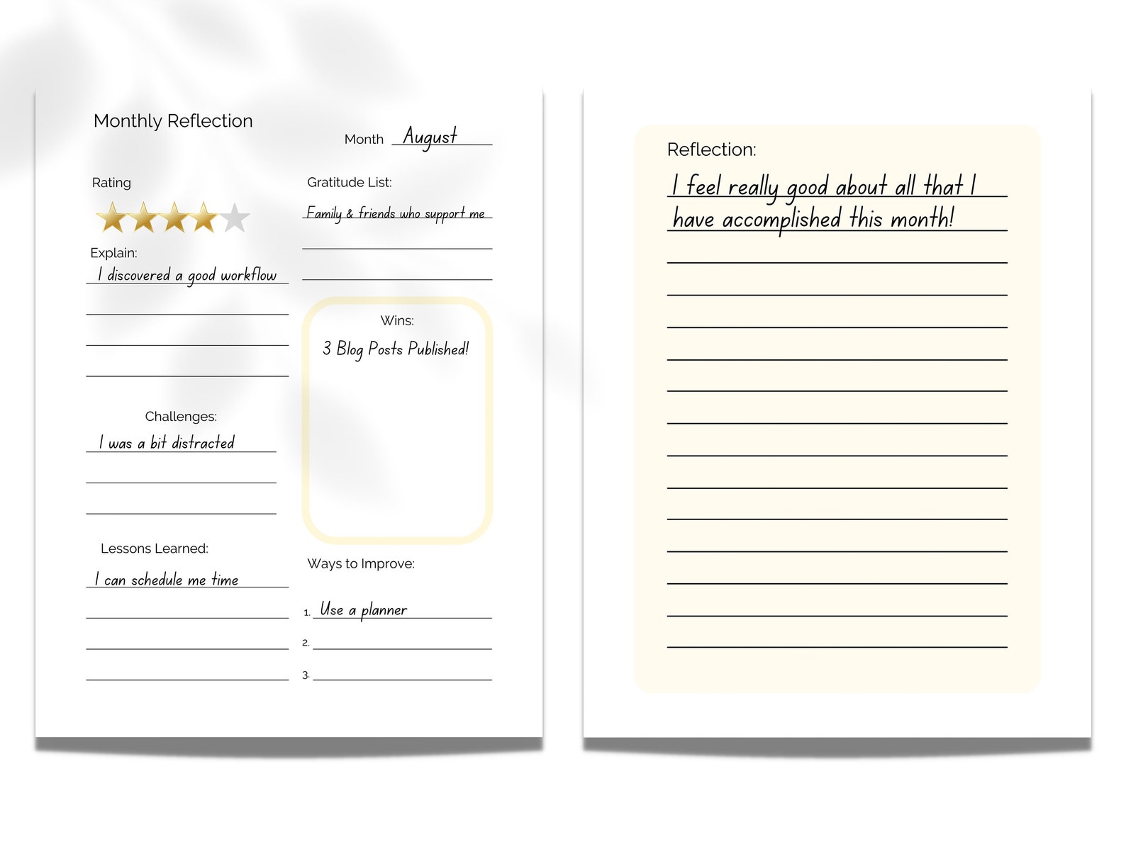 Monthly Reflection Printable Template. Use This PDF Worksheet as a ...