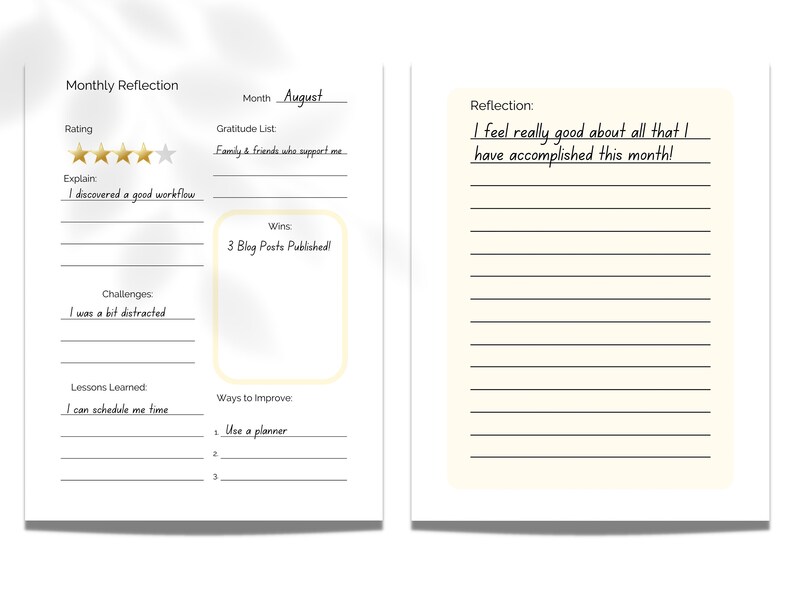 Monthly Reflection Printable Template. Use This PDF Worksheet as a ...
