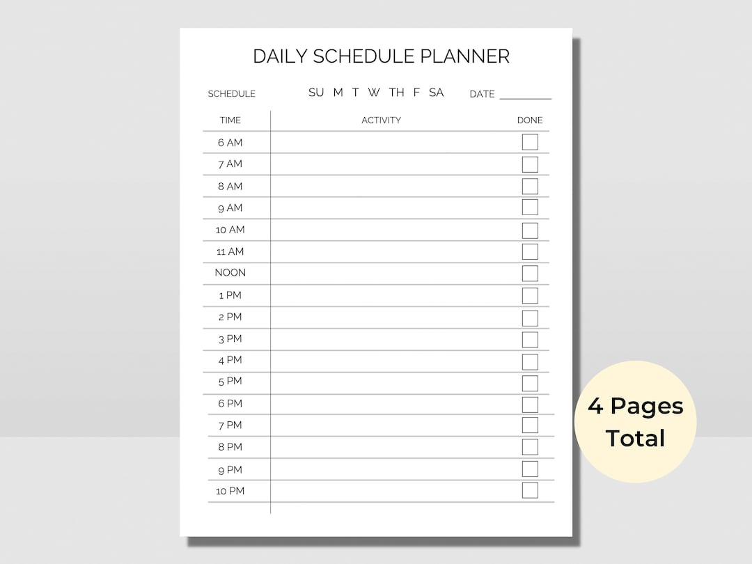 Daily Schedule Planner Printable. A Great Schedule Routine Template ...