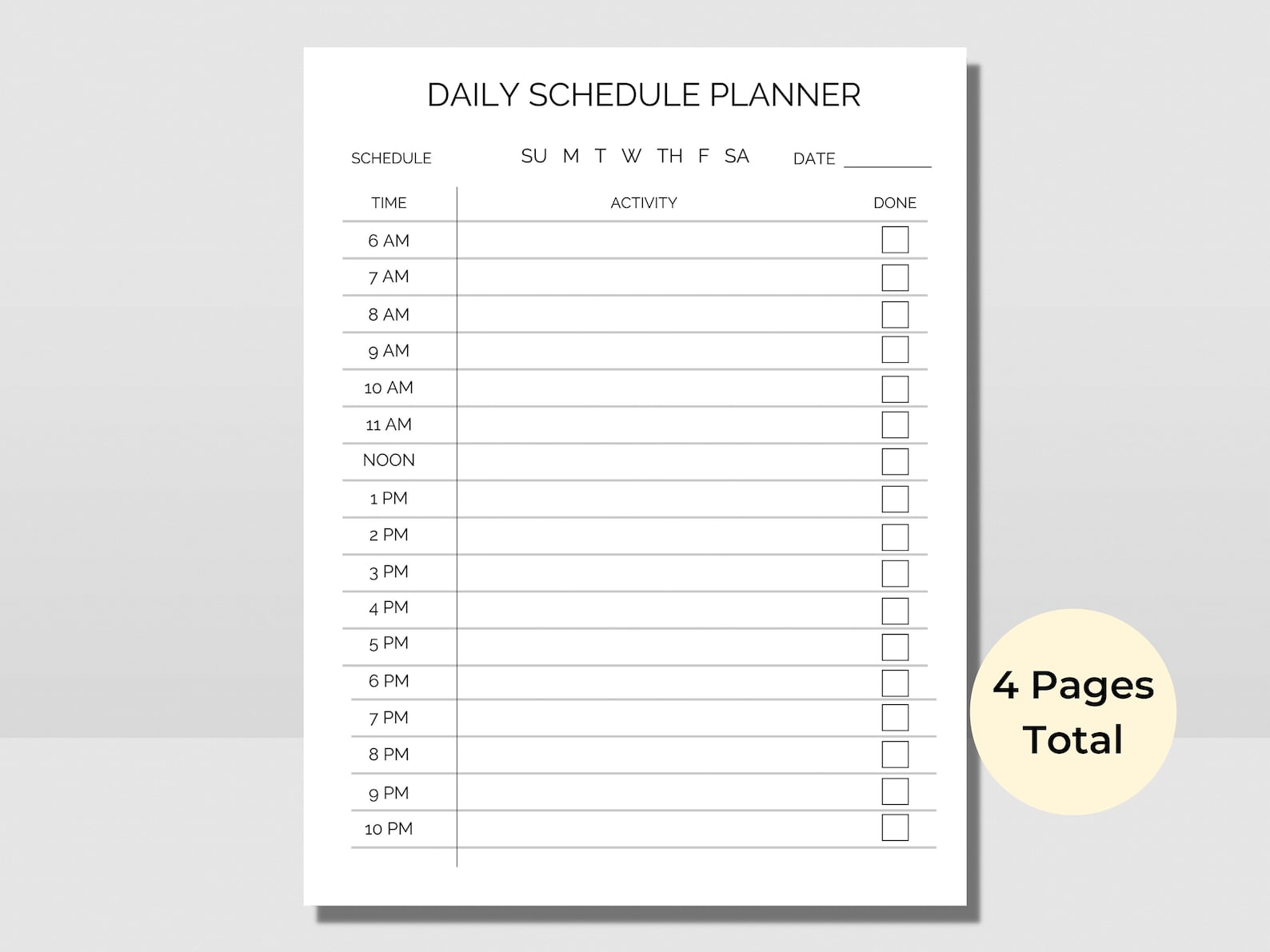 Daily Schedule Planner Printable. A Great Schedule Routine Template ...