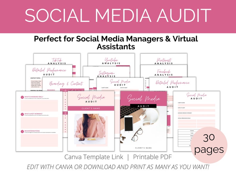 Social Media Audit Template. Social Media Analytics Report Canva ...
