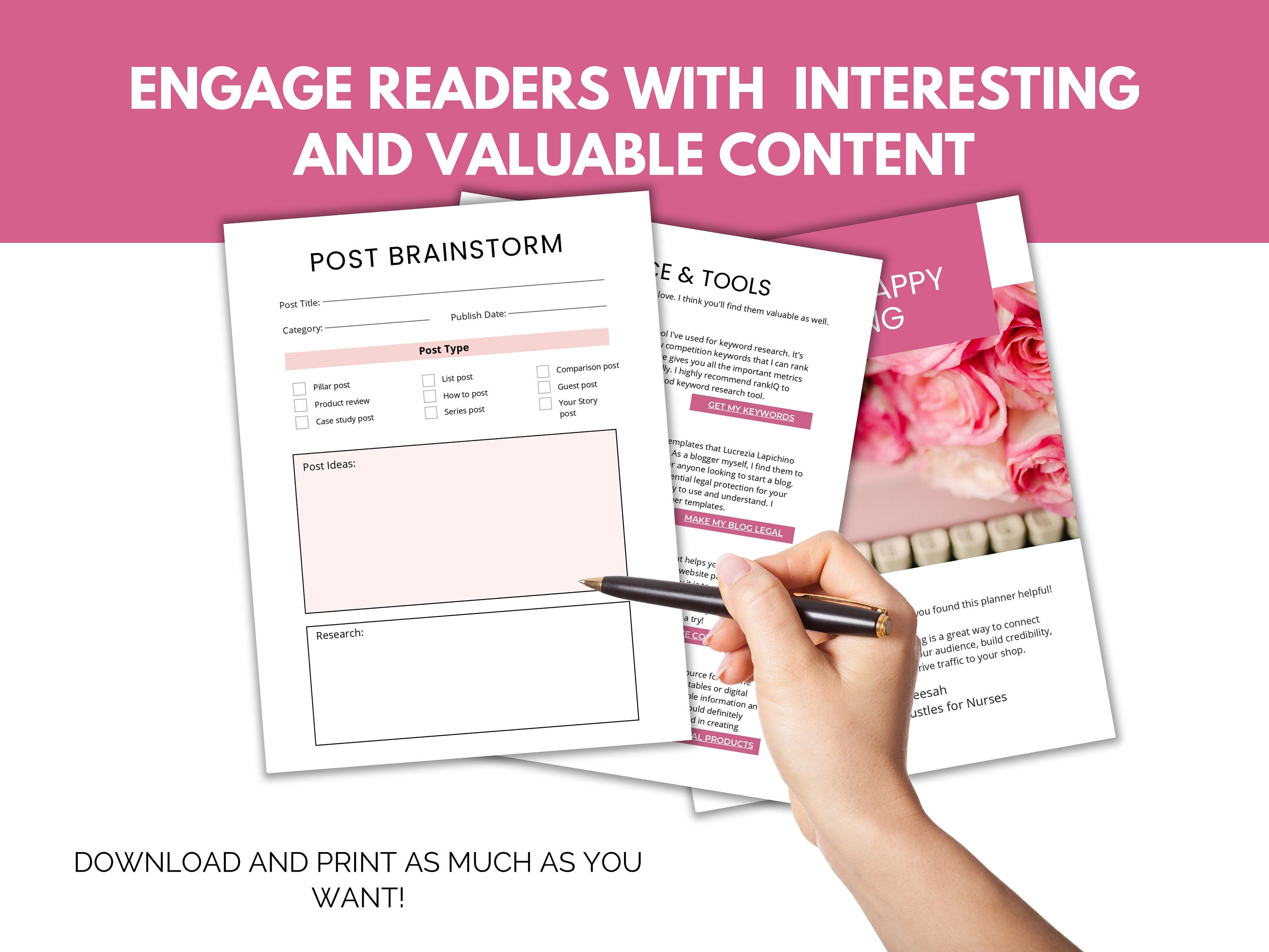 Blog Post Planner. Blog Post Template. SEO Checklist. Blog Post ...