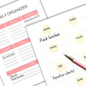Weekly Planner Printable. Weekly Organizer Style. Undated. Great Weekly ...