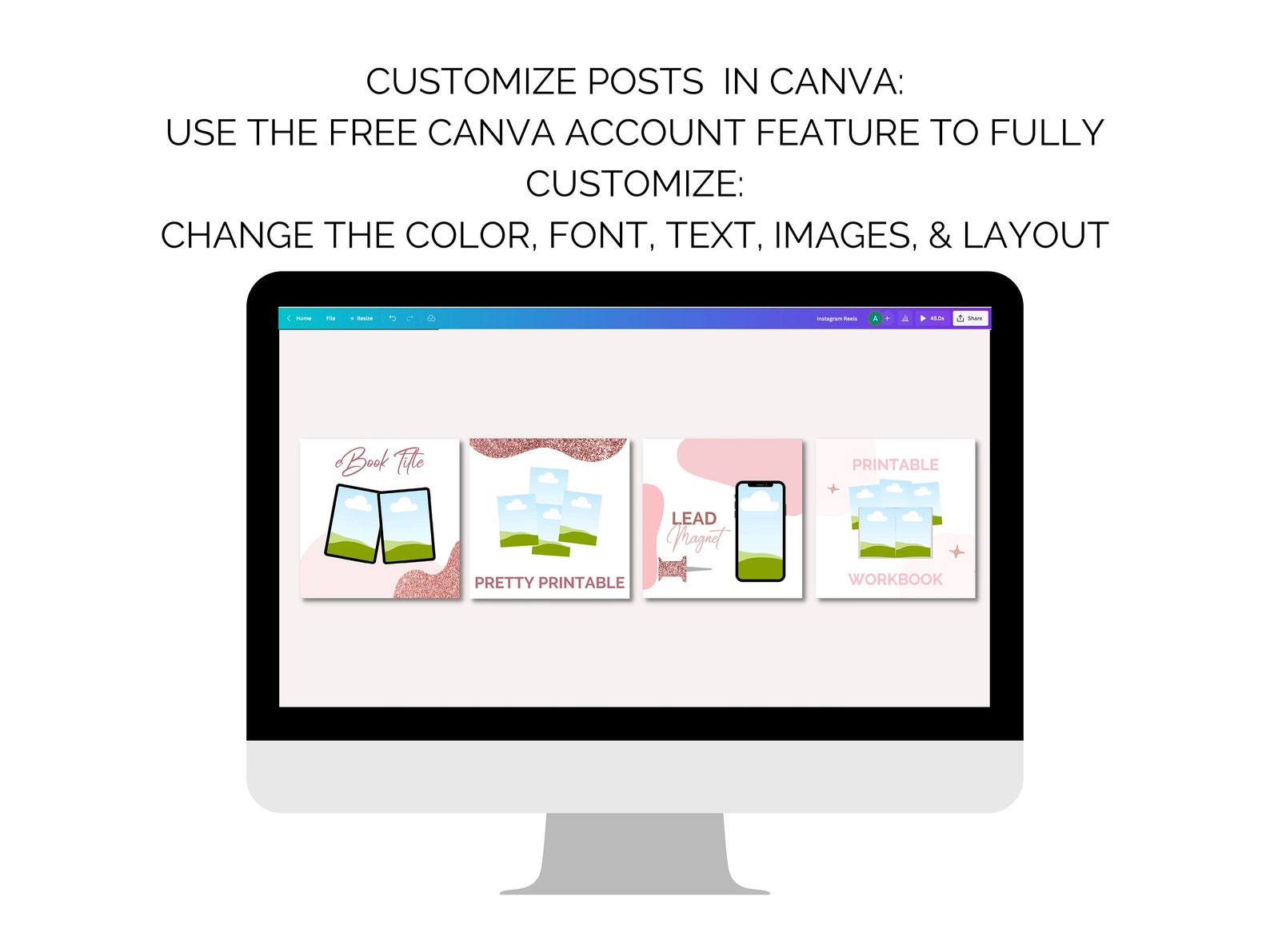 Digital Product Canva Mockup Design. Canva Instagram Templates. Small ...