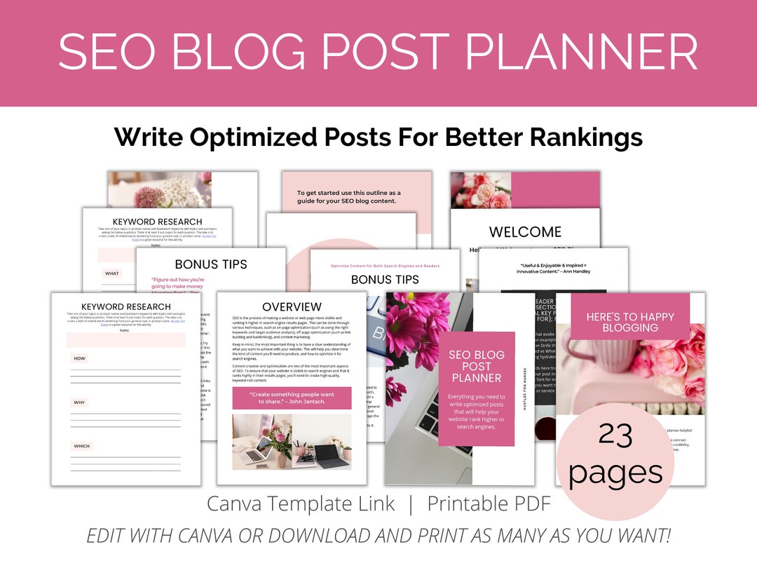 Blog Post Planner. Blog Post Template. SEO Checklist. Blog Post ...
