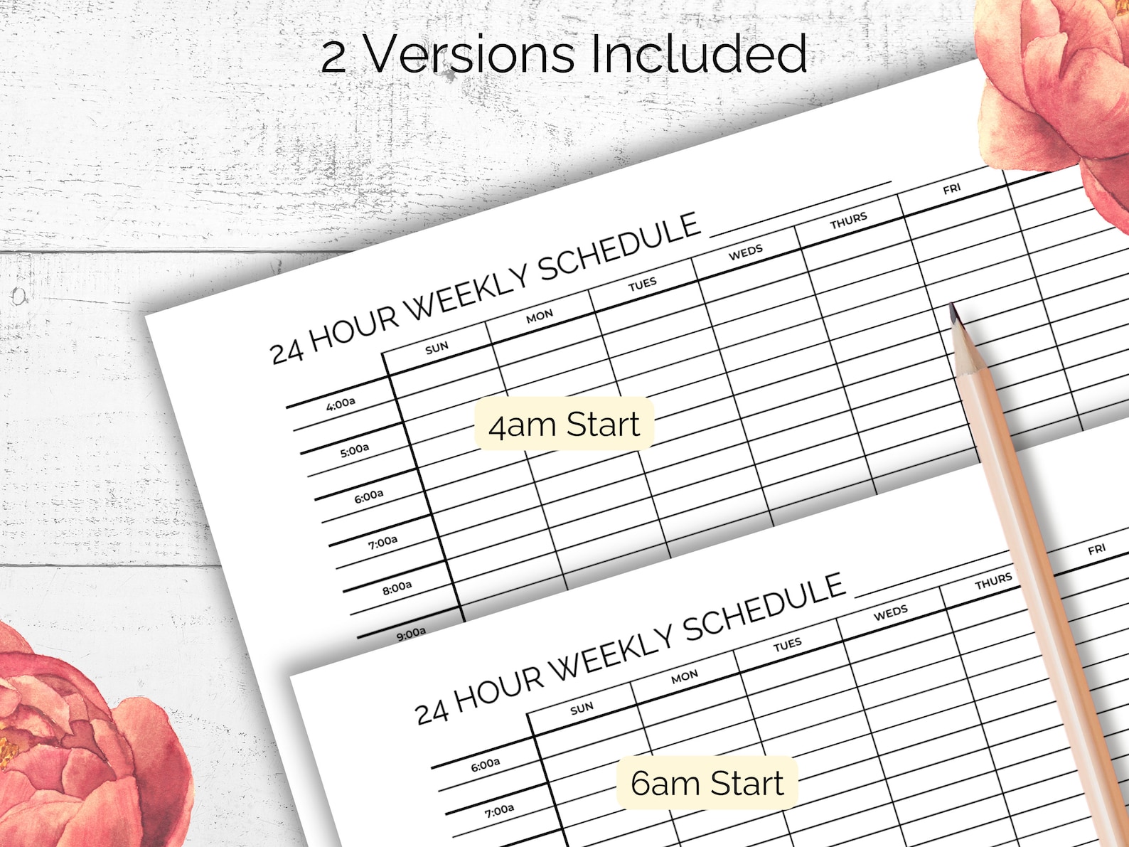 24 Hour Weekly Schedule Printable Planner. Plot Out a Weekly | Etsy