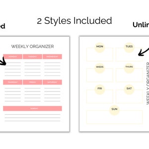 Weekly Planner Printable. Weekly Organizer Style. Undated. Great Weekly ...