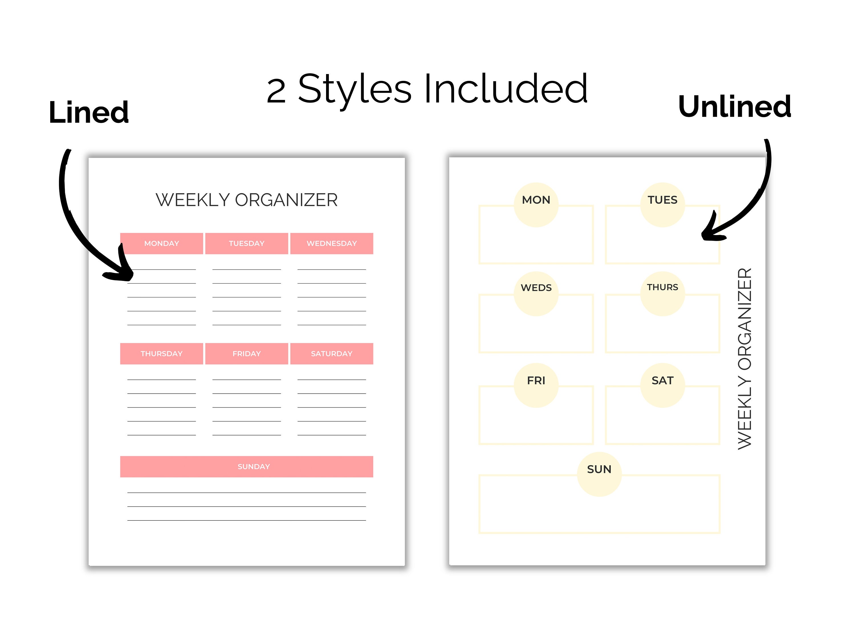 Weekly Planner Printable. Weekly Organizer Style. Undated. Great Weekly ...