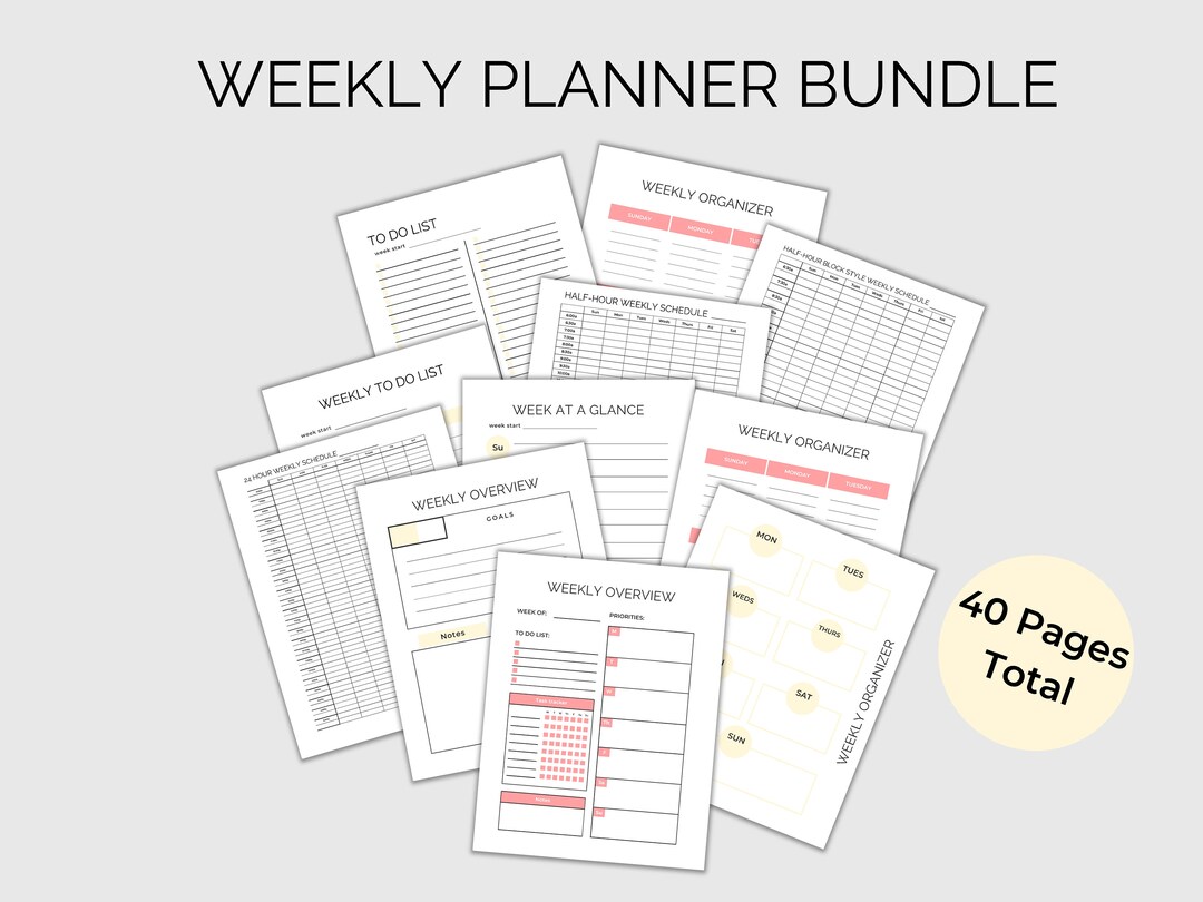 Printable Weekly Planner Bundle With 7 Planners. It Includes a Must ...