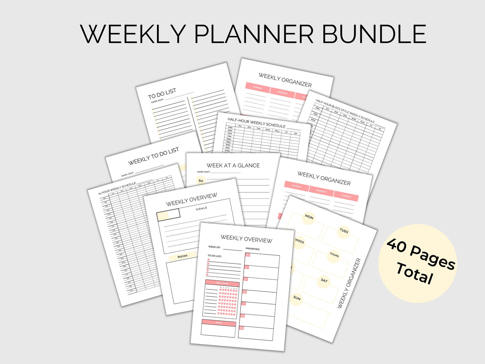 Printable Weekly Planner Bundle With 7 Planners. It Includes a Must ...