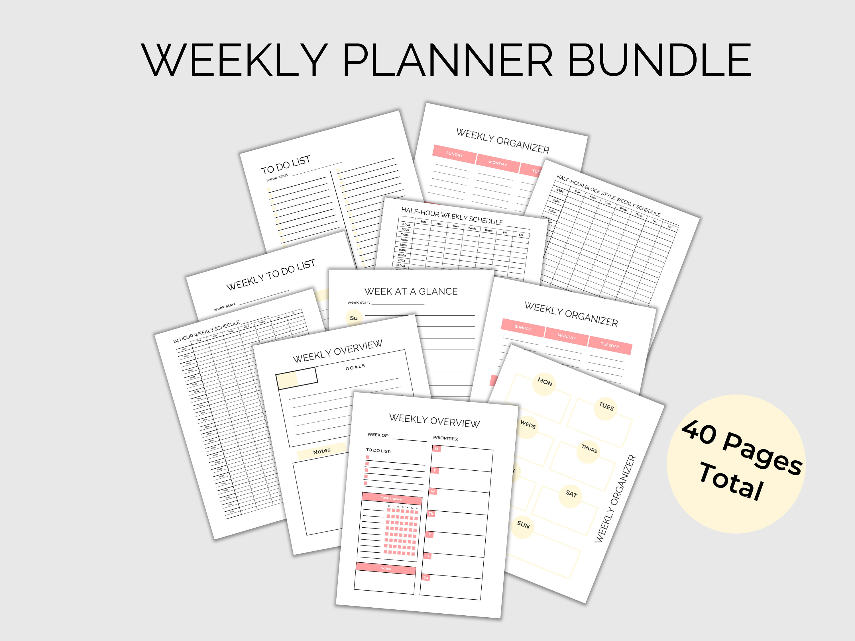 Printable Weekly Planner Bundle With 7 Planners. It Includes a Must ...