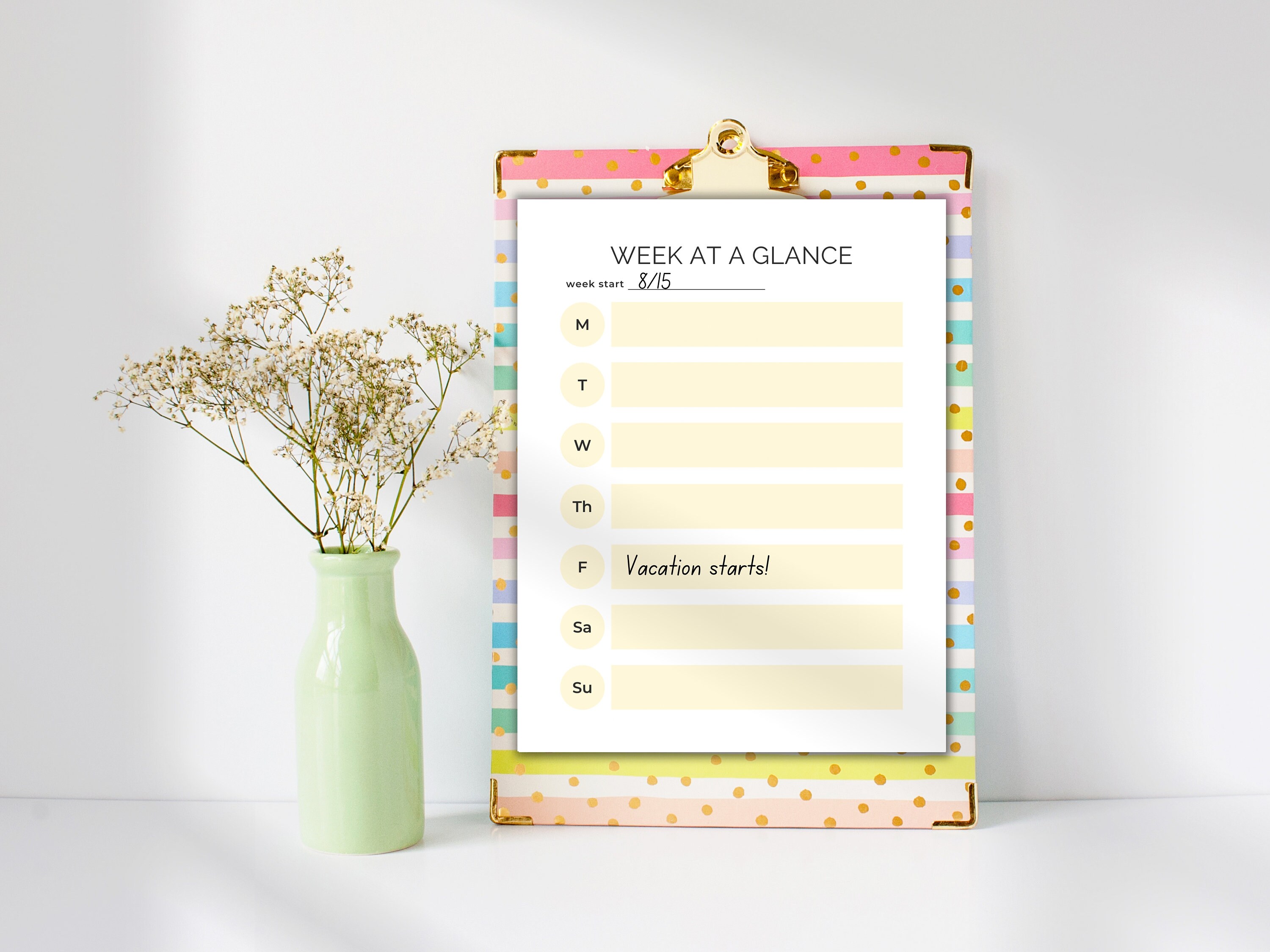 Weekly Planner Printable. Week at a Glance Style. Use It to Plot Out ...