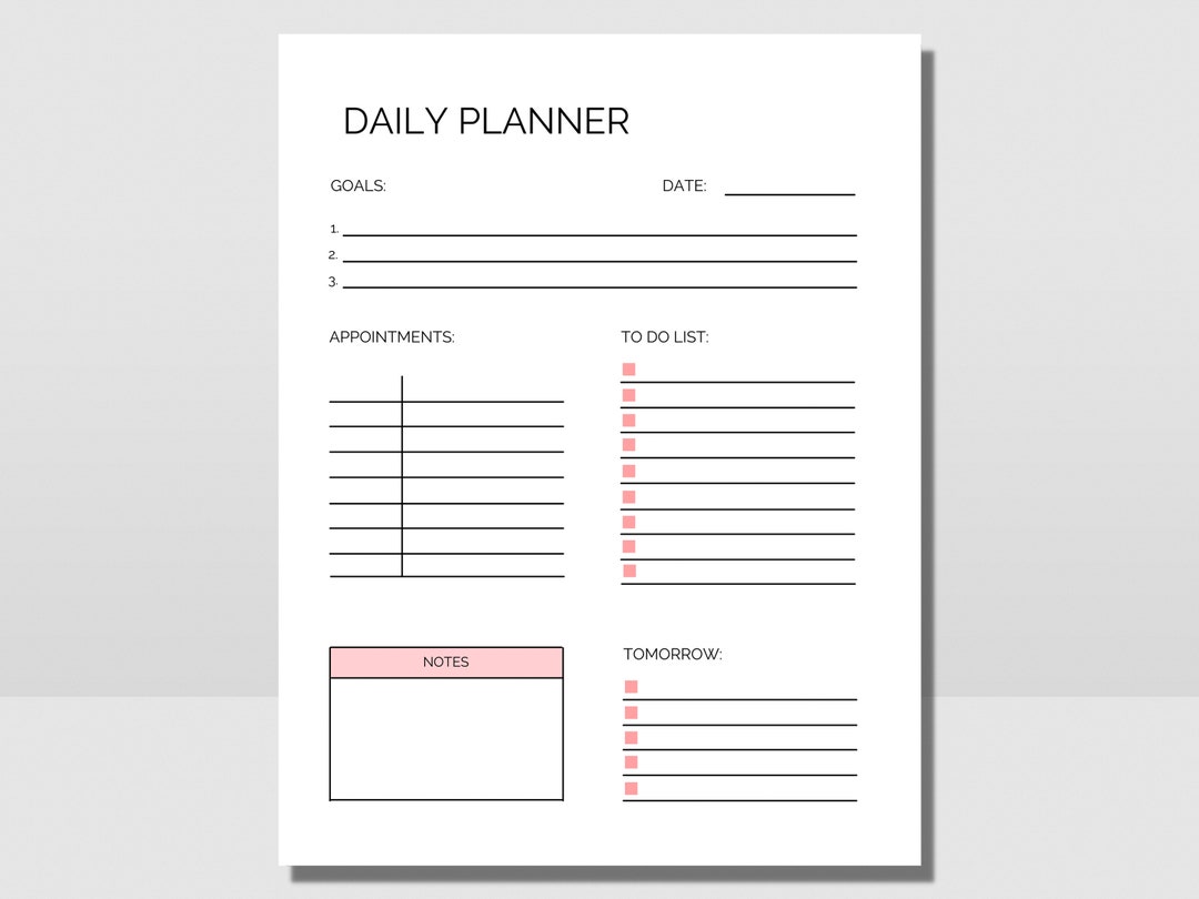 Daily Planner Printable. Includes a Daily to Do List. Use for Work Life ...
