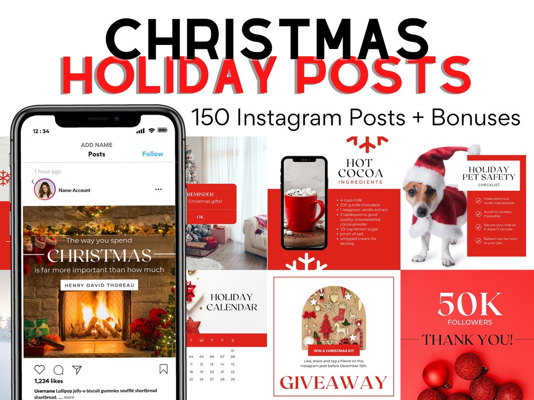 Christmas Instagram Template Bundle. Instagram Posts. Canva Templates ...