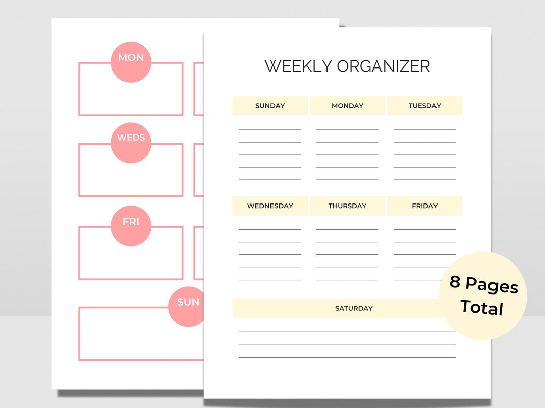 Weekly Planner Printable. Weekly Organizer Style. Undated. Great Weekly ...
