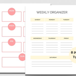 Weekly Planner Printable. Weekly Organizer Style. Undated. Great Weekly ...