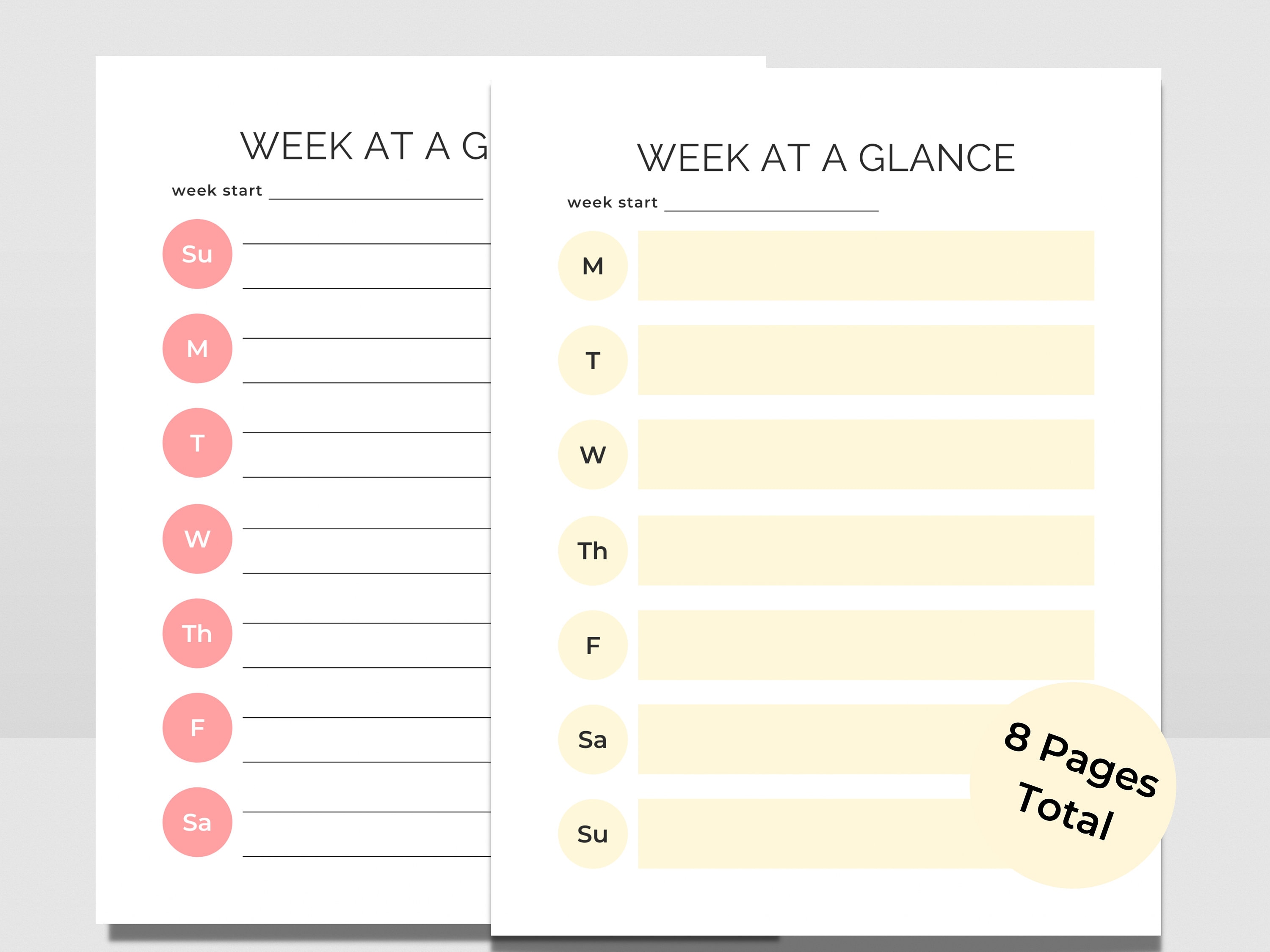 Weekly Planner Printable. Week at a Glance Style. Use It to Plot Out ...
