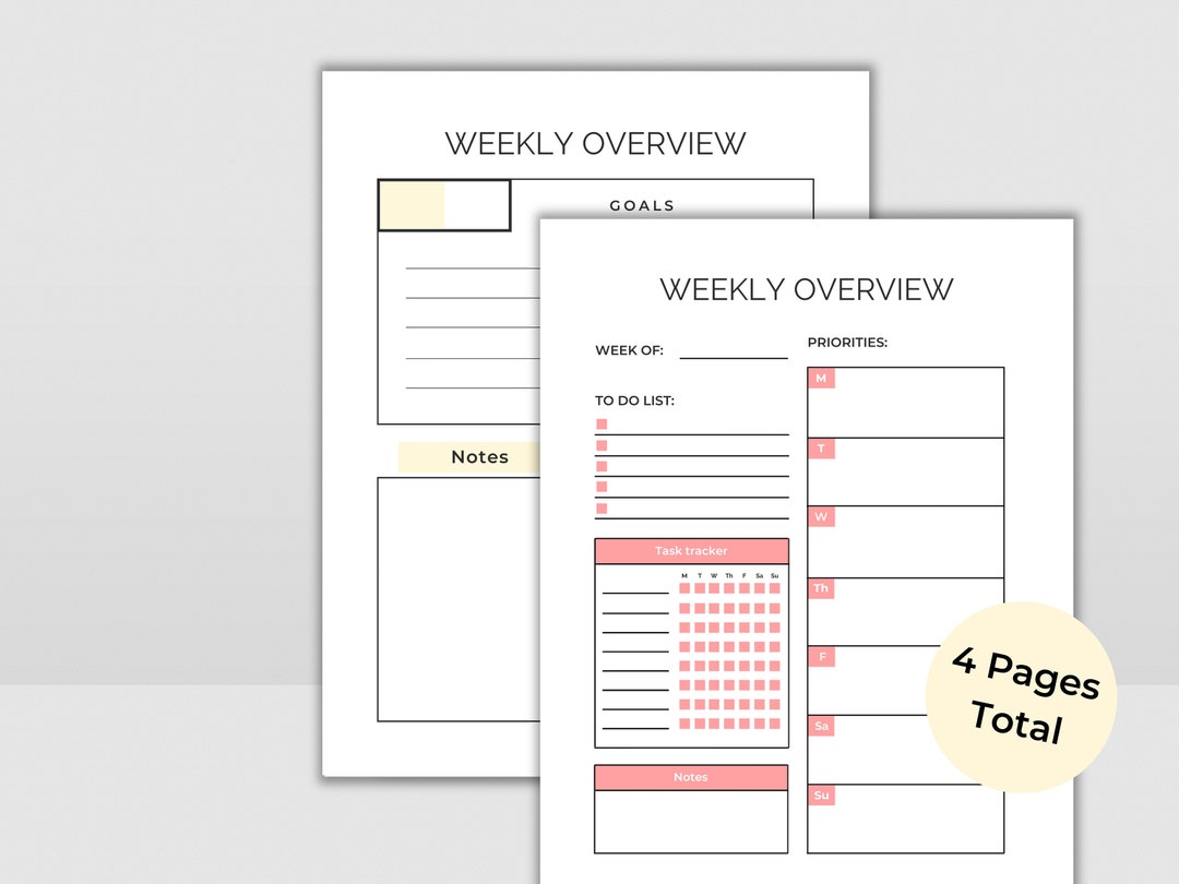 Weekly Planner Printable. Weekly Overview Style With a to Do List ...