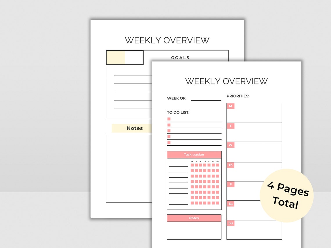 Weekly Planner Printable. Weekly Overview Style With a to Do List ...