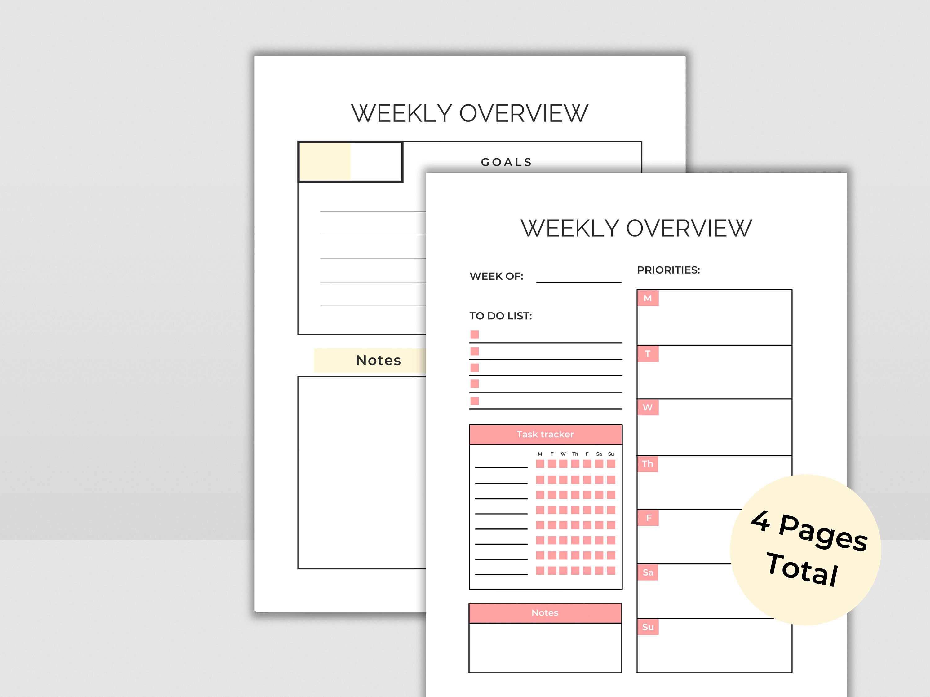 Weekly Planner Printable. Weekly Overview Style With a to Do List ...