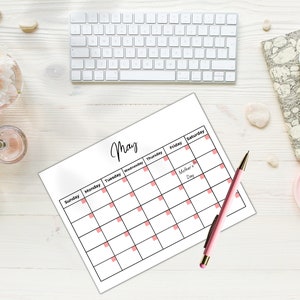 Monthly Blank Calendar Printable. Full Year Calendar 12 Horizontal ...