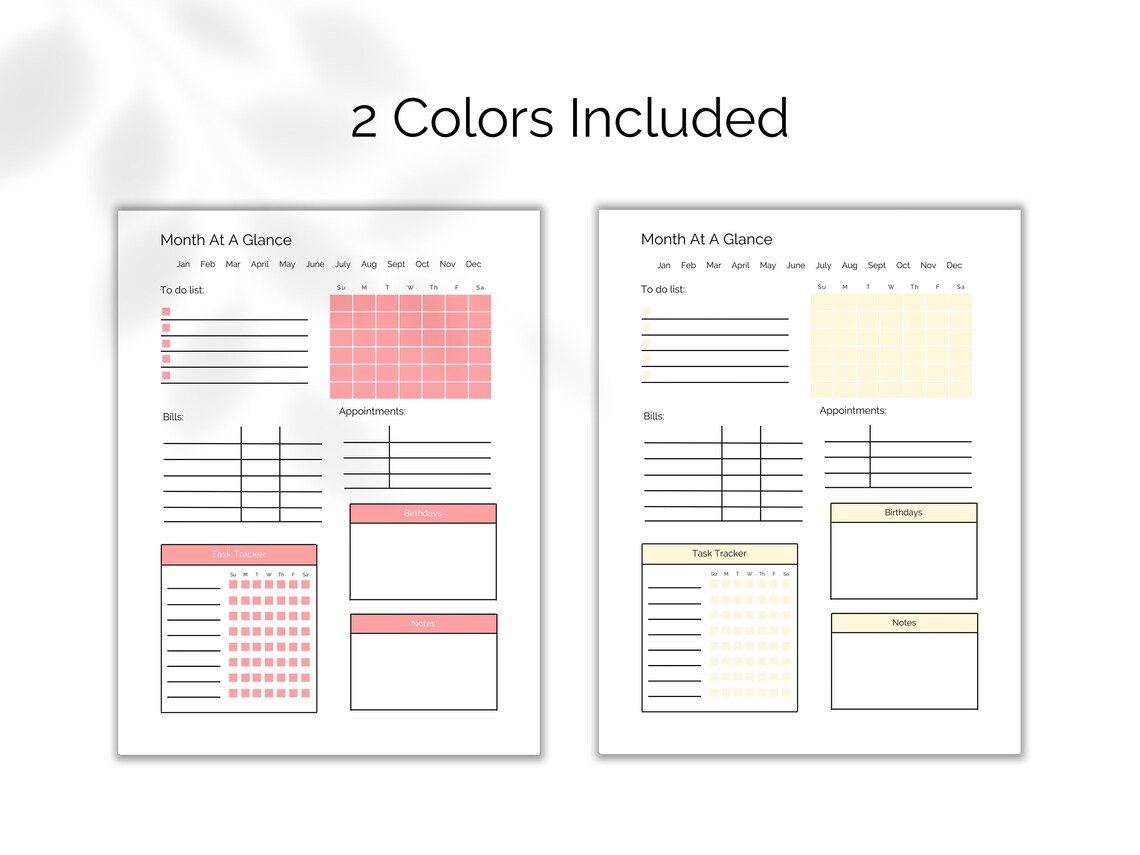 Month at a Glance Planner Printable. Undated. PDF Includes a to Do List ...