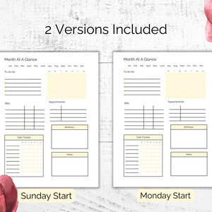 Month at a Glance Planner Printable. Undated. PDF Includes a | Etsy