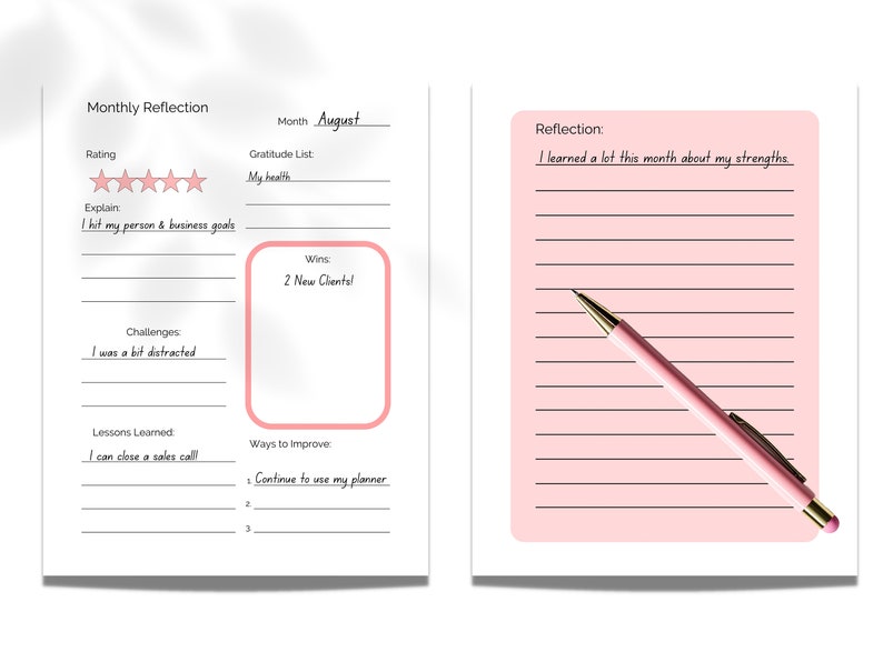 Monthly Reflection Printable Template. Use This PDF Worksheet as a ...