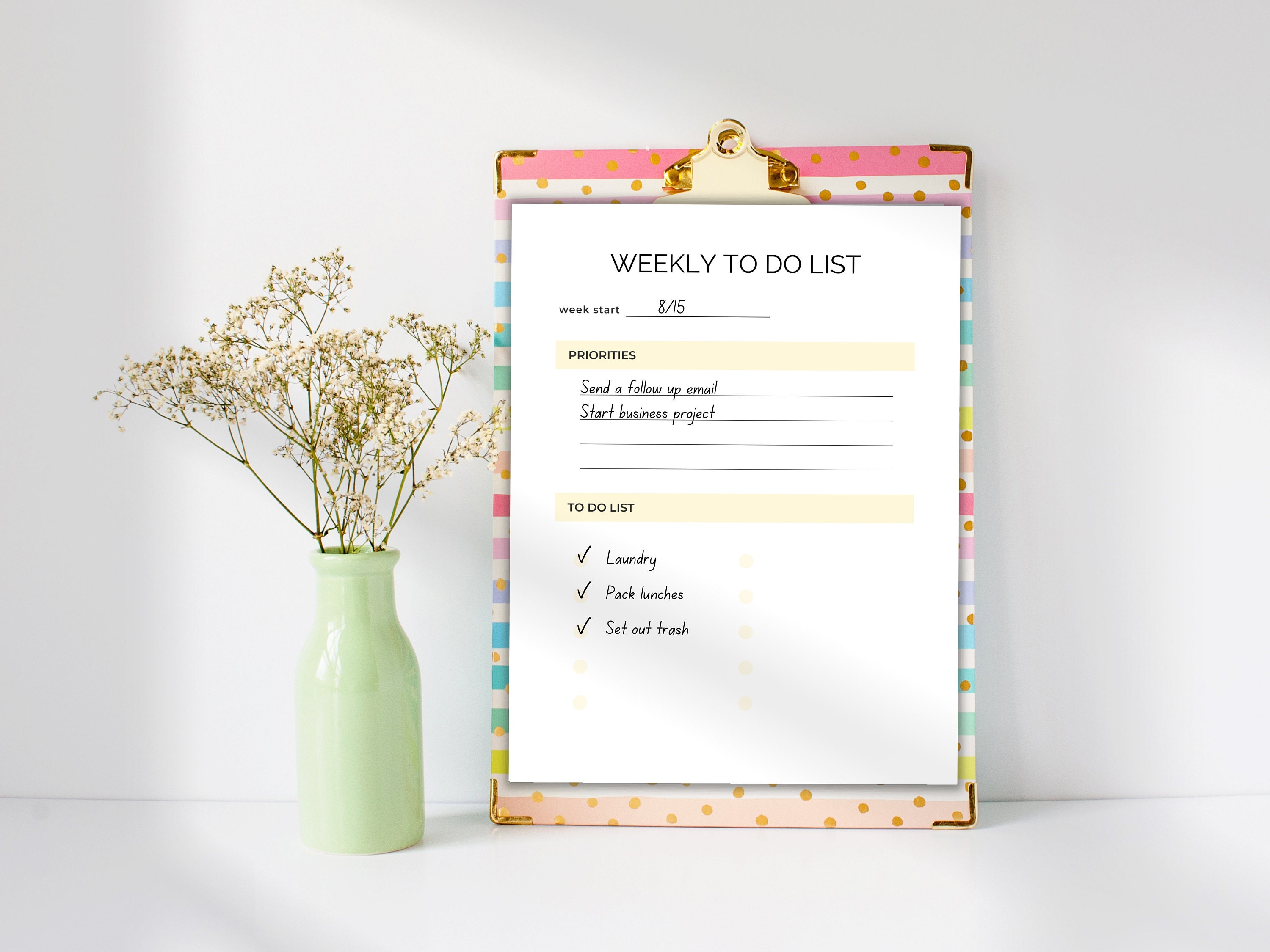 Weekly Planner Printable. Weekly to Do List Style. Use It as a Simple ...