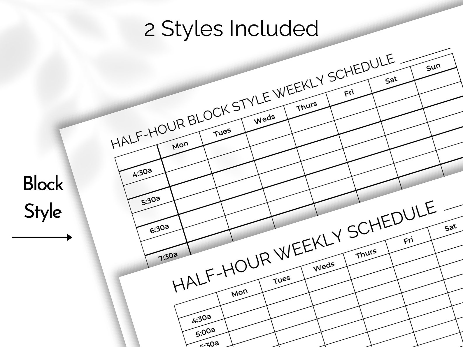 Half Hour Weekly Planner. Block Style Schedule Included. Plot Out Your ...