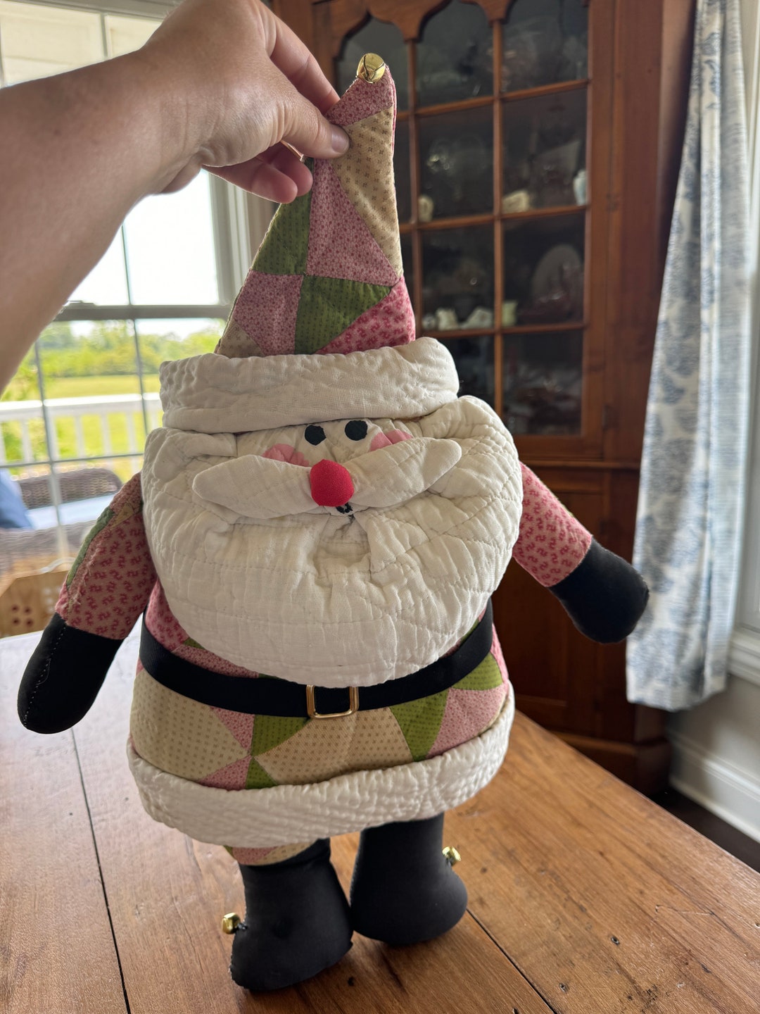 Vintage Quilt Stuffed Santa, Patchwork, Repurposed Quilts, Christmas ...