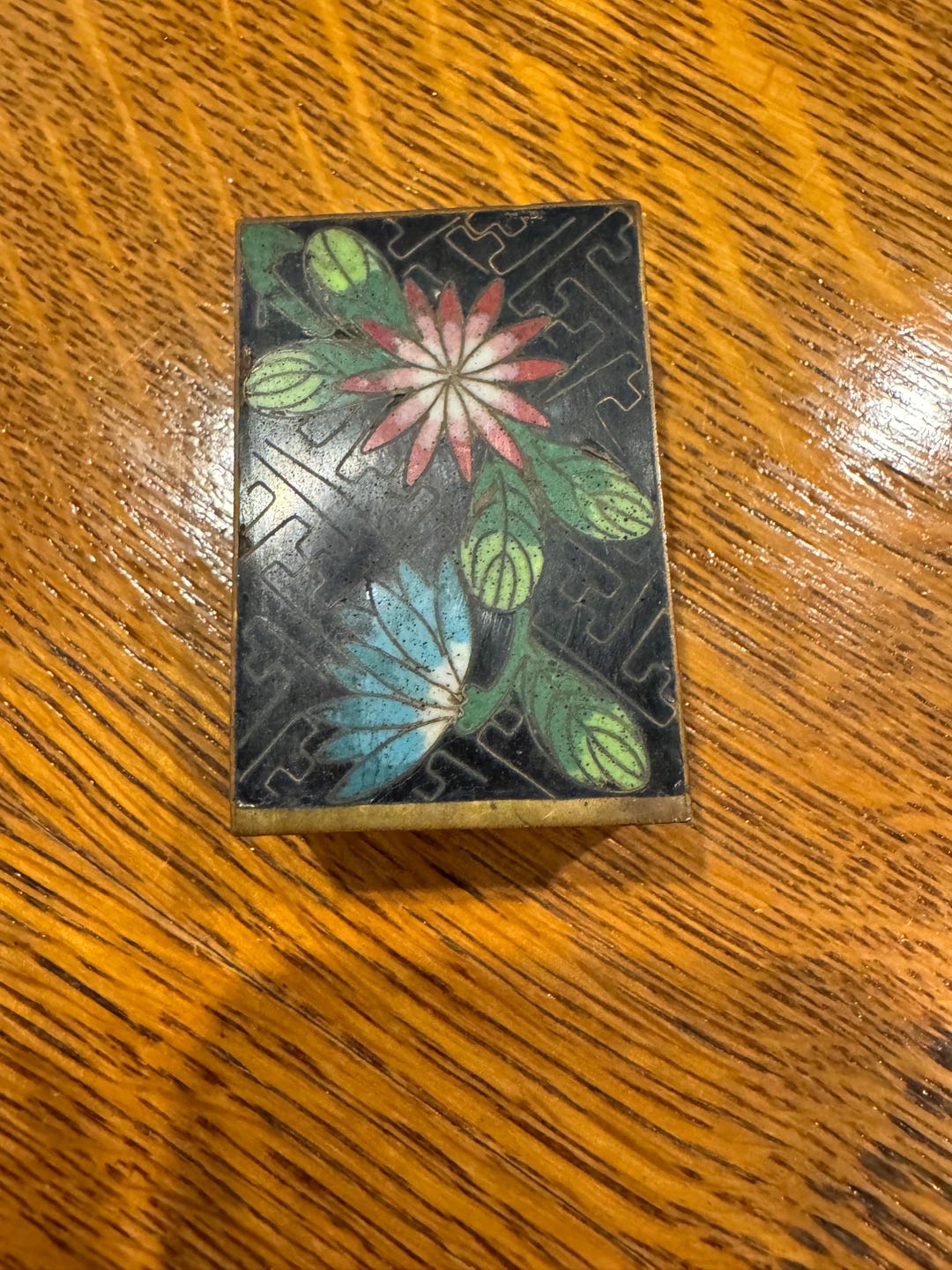 Antique Chinese Brass Cloisonné Matchbox Holder, Floral Motif, Brass ...