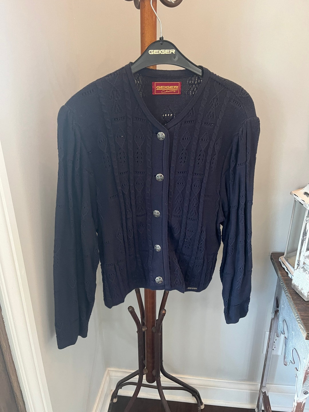 Vintage Women's GEIGER Navy Sweater, Button-up, Cotton, Made in Austria ...
