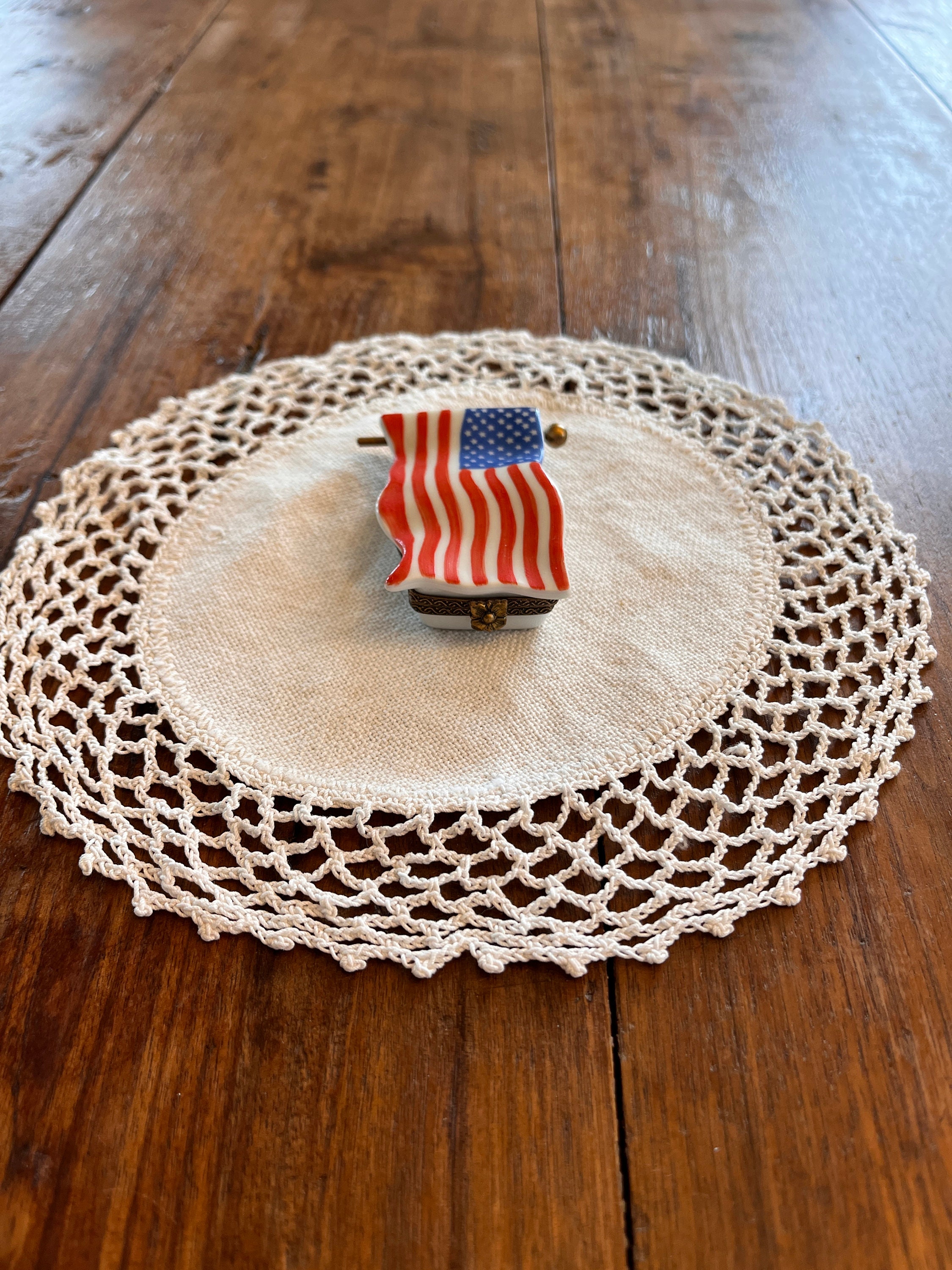 Vintage Limoges American Flag , Eximious, Hand Painted Porcelain ...