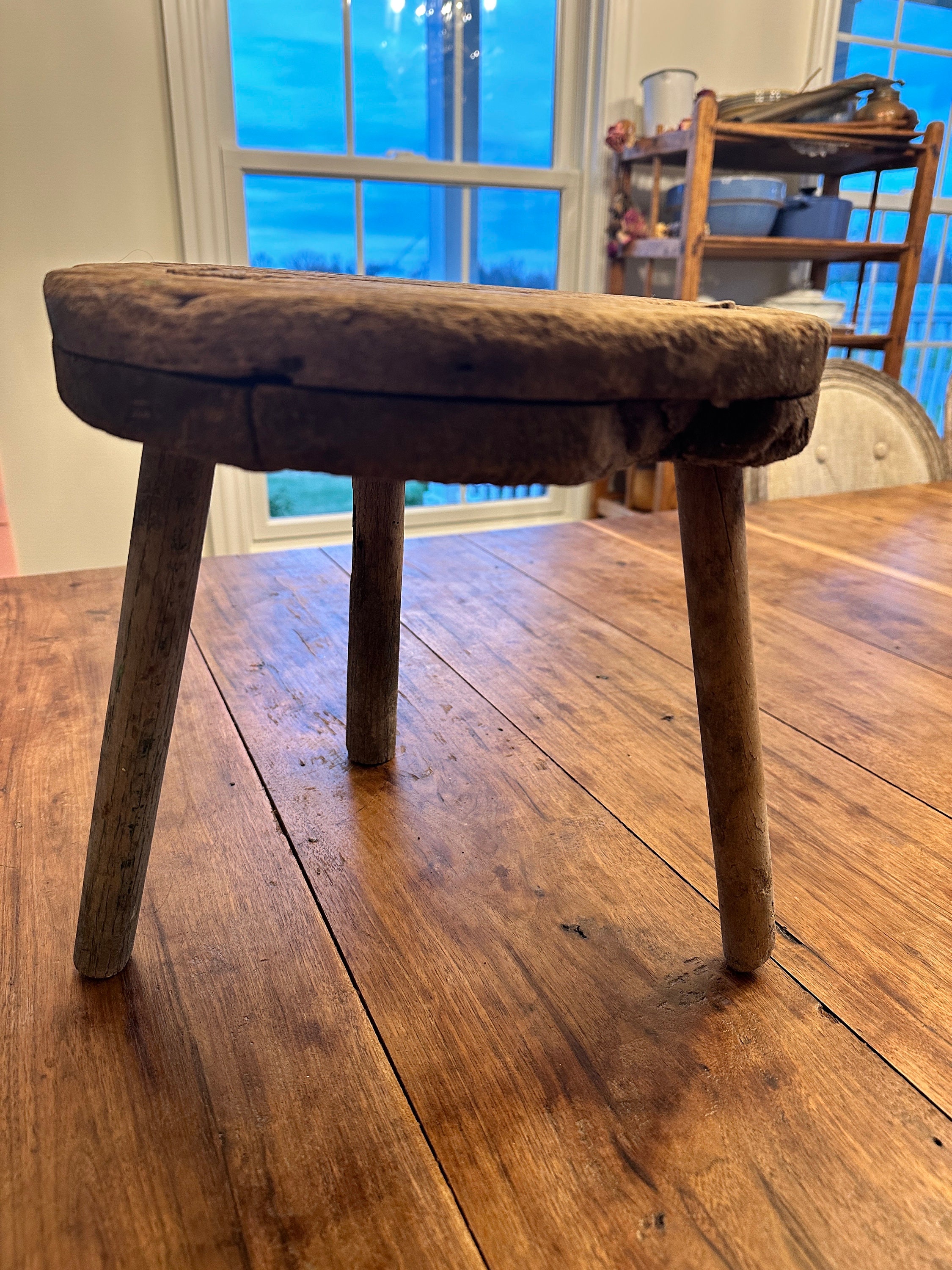 Antique Primitive Three Legged Stool, Wooden, Small, Late 1800s Early ...