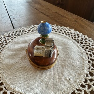 Vintage Office Desk Limoges, Globe Lamp and Books, Hand Painted ...