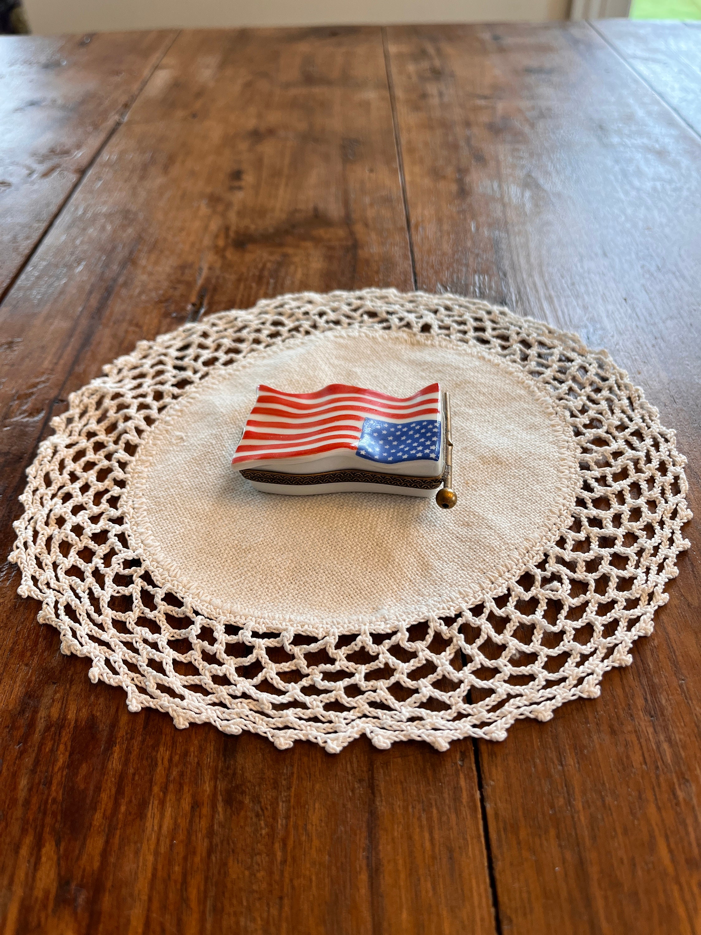 Vintage Limoges American Flag , Eximious, Hand Painted Porcelain ...