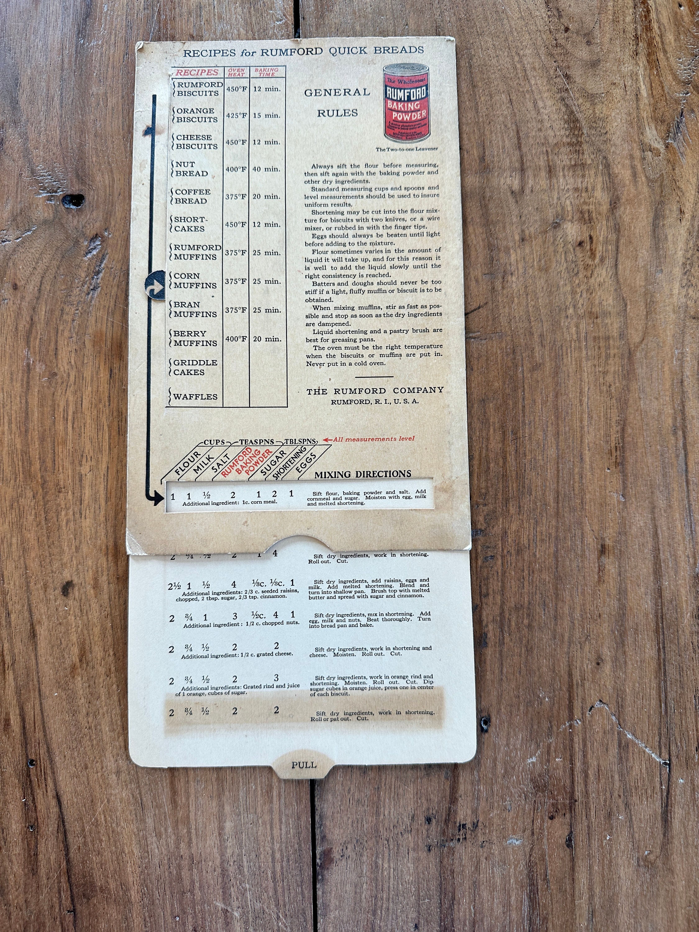 Vintage Rumford Quick Bread Slide Rule Recipes Rumford Baking - Etsy
