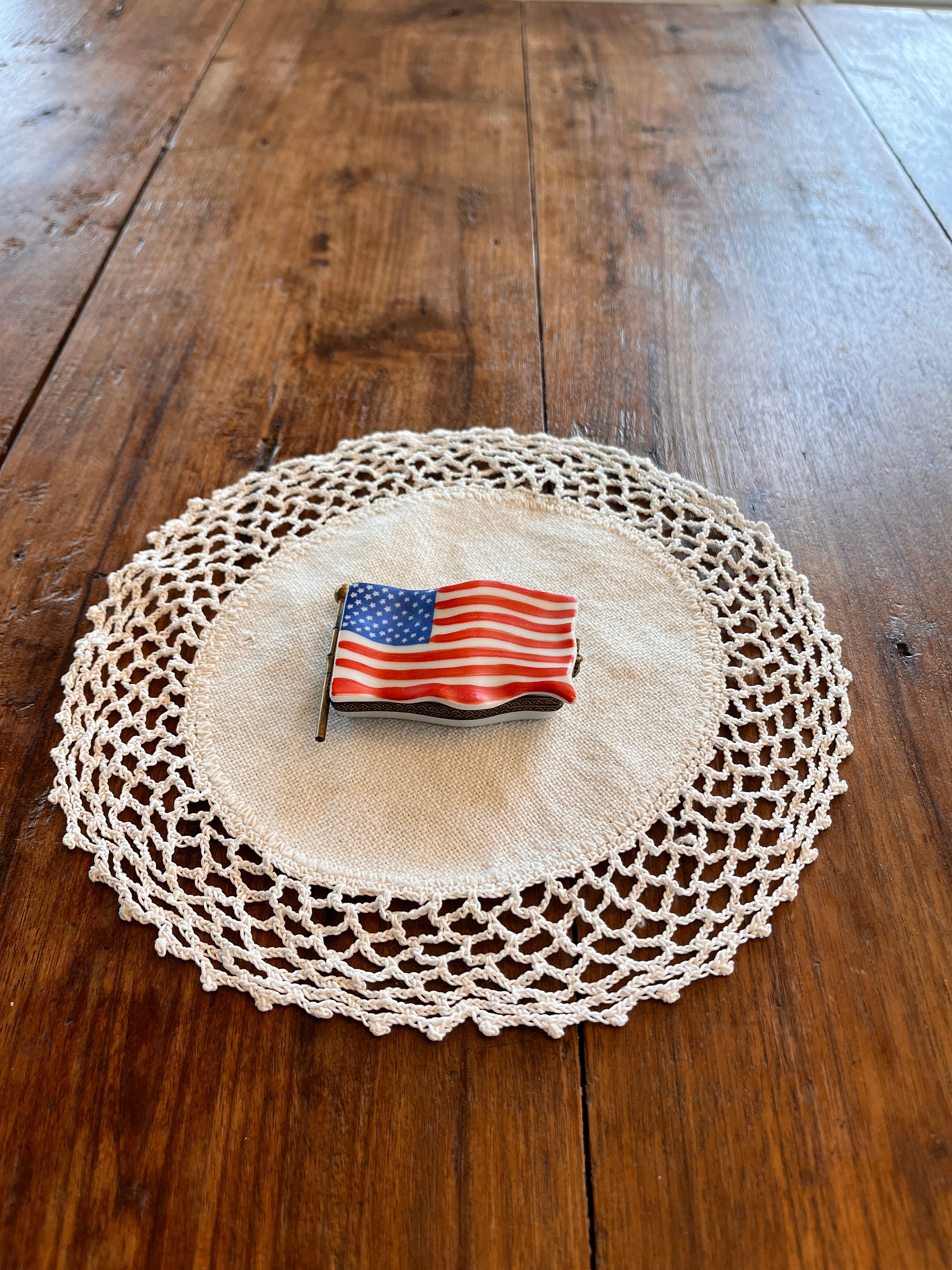 Vintage Limoges American Flag , Eximious, Hand Painted Porcelain ...