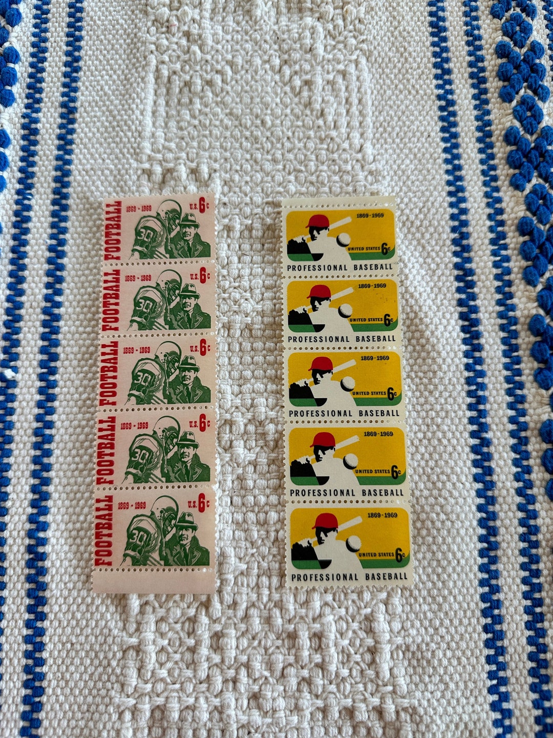 Vintage Stamps, USPS Football and Professional Baseball, Set of 5 ...