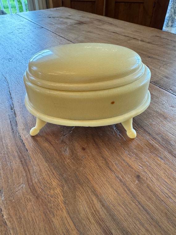 Vintage 1920's Celluloid lidded dresser box, phoenix … - Gem