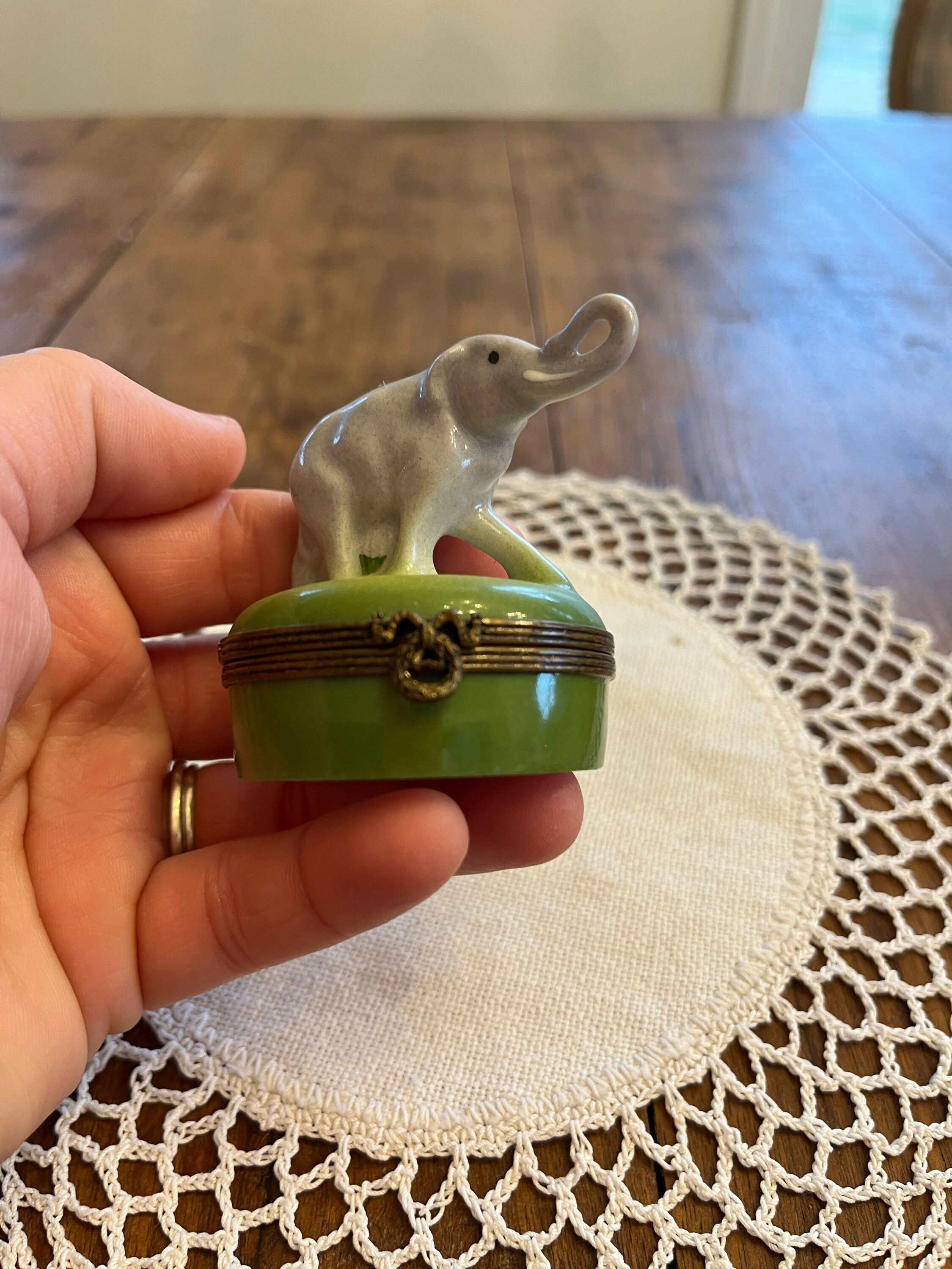 Vintage Limoges Castel Elephant, Hand Painted Porcelain Trinket Box ...