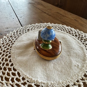 Vintage Office Desk Limoges, Globe Lamp and Books, Hand Painted ...