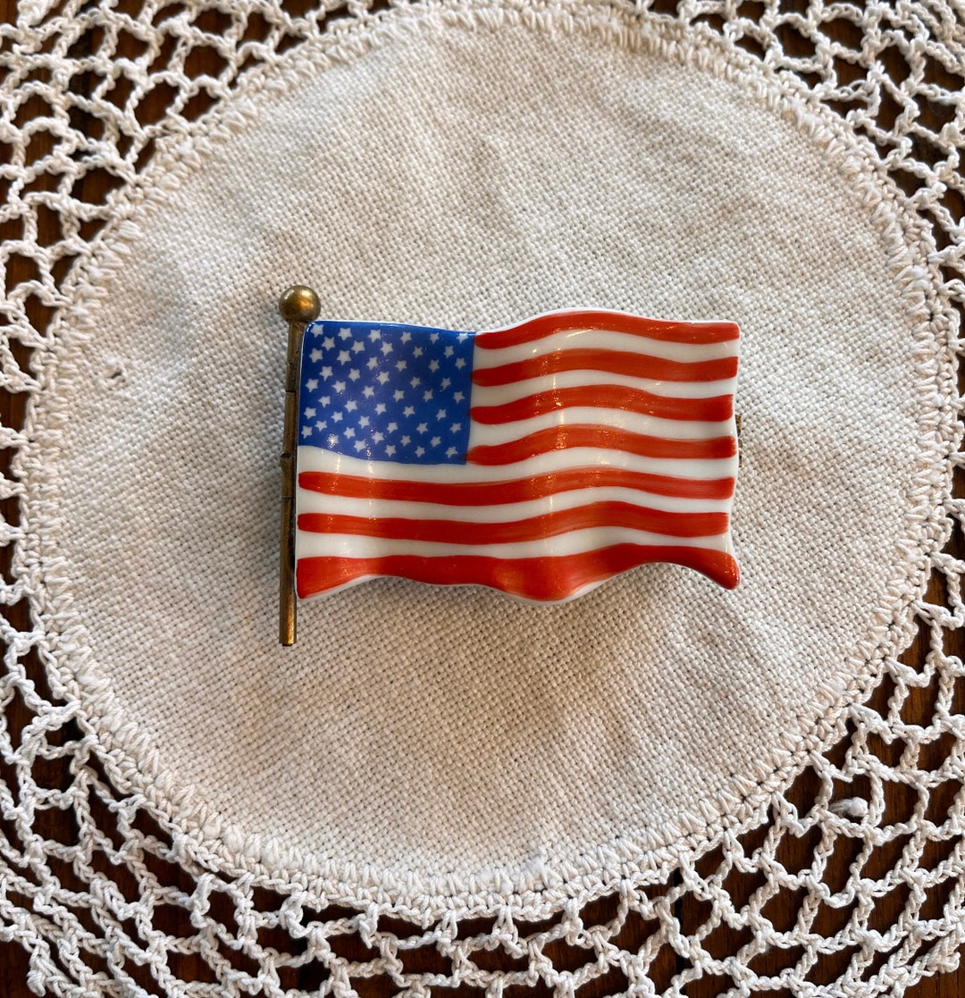 Vintage Limoges American Flag , Eximious, Hand Painted Porcelain ...