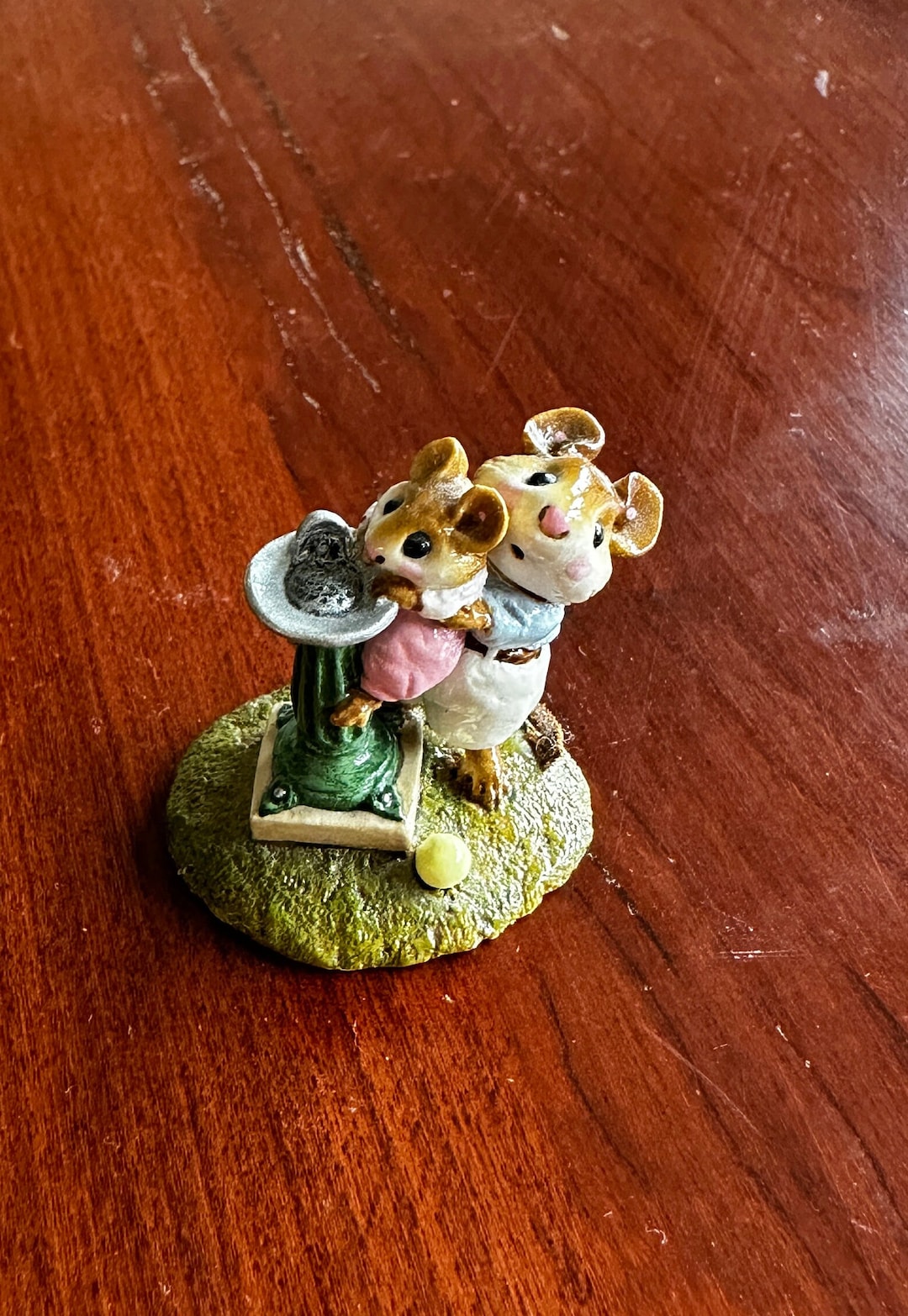 Wee Forest Folk Mice at Water Fountain, little Squirt, Girl Mouse ...